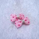 Mini Pastel Pink With Dark Pink Polka Dots Bow Hair Pins ( 2 In A Set ...
