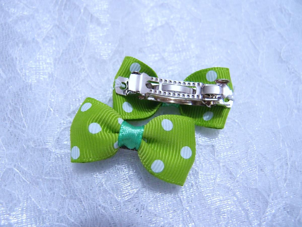 Mini Green Polka Dots Bow Hair Pins ( 2 In A Set ) on Luulla