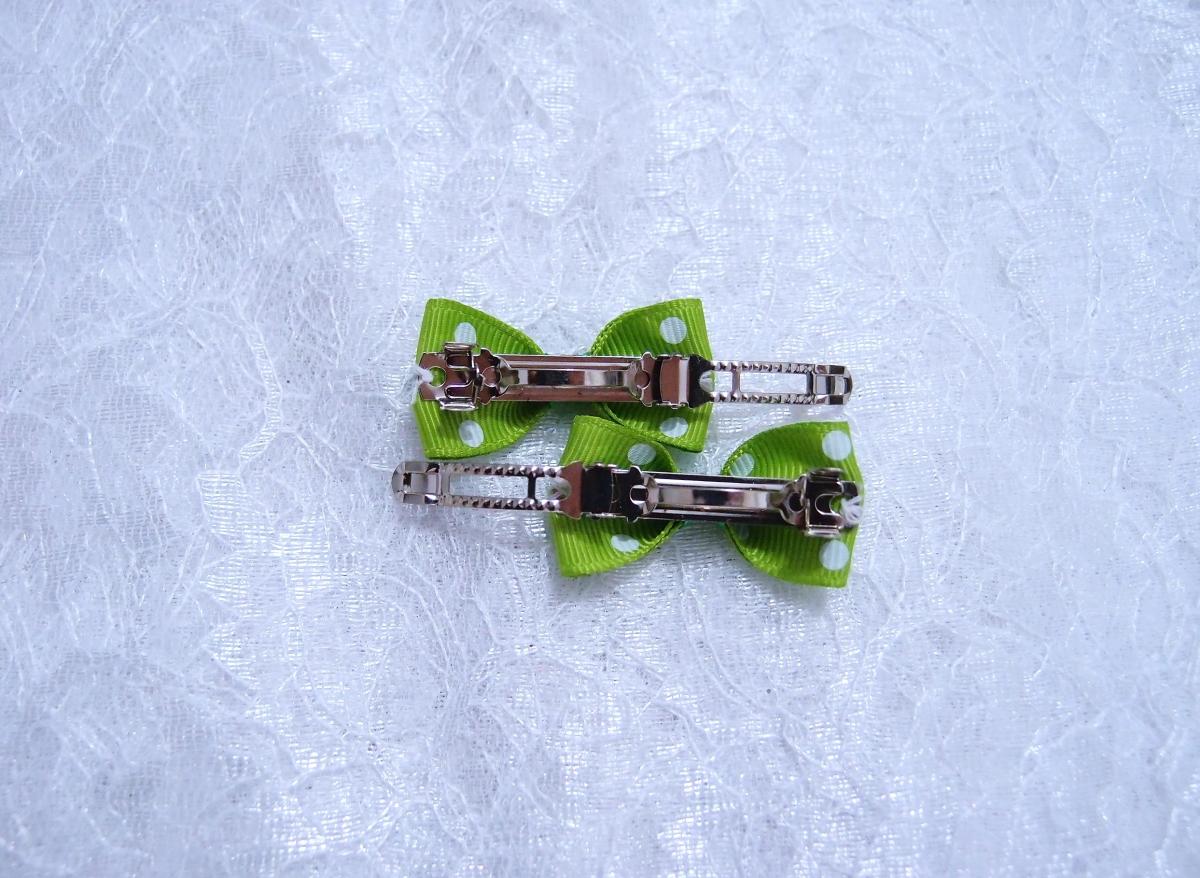 Mini Green Polka Dots Bow Hair Pins ( 2 In A Set ) on Luulla