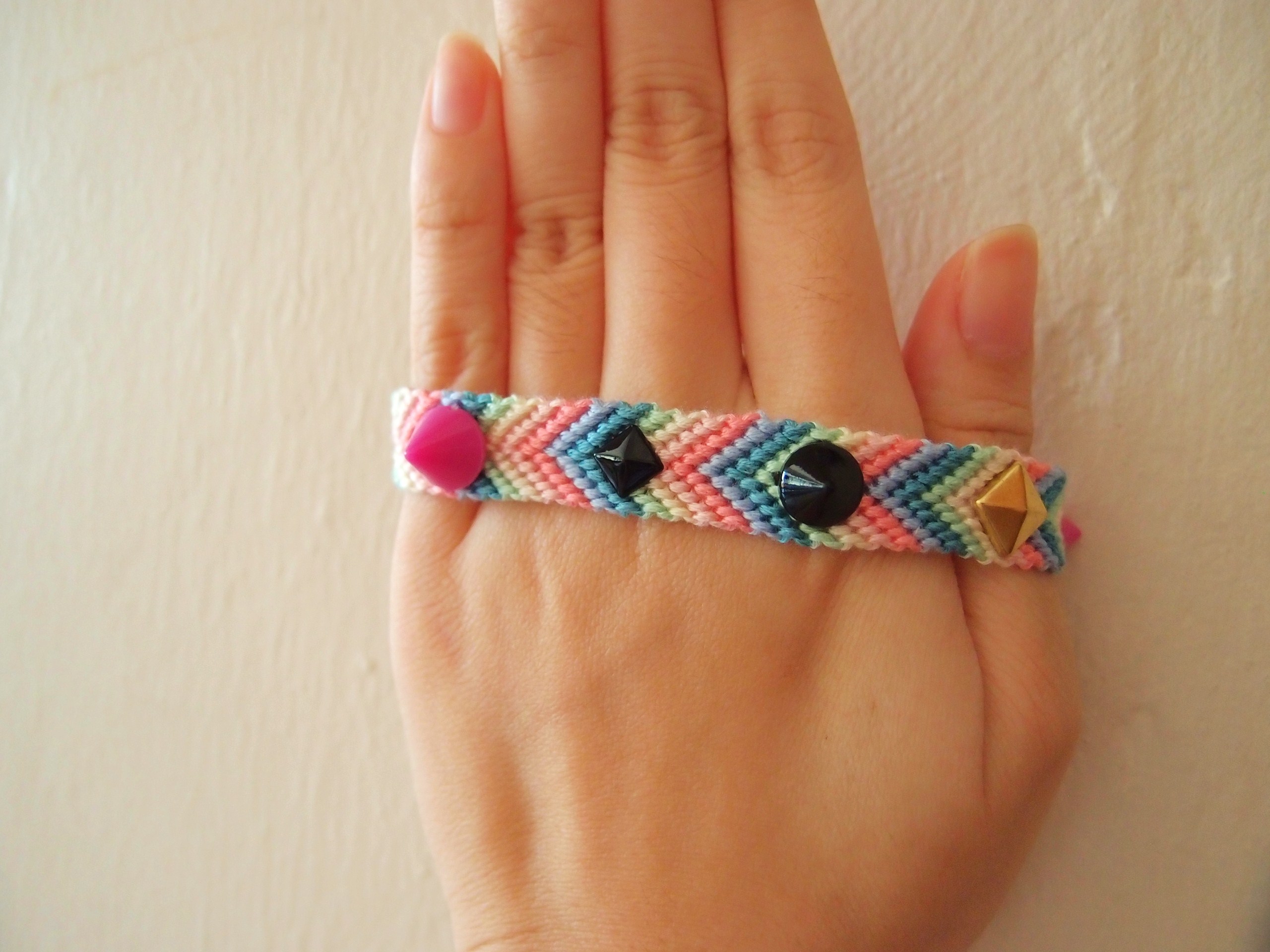 Spikes & Studs Pastel Friendship Bracelets || White Pink Blue Green ...