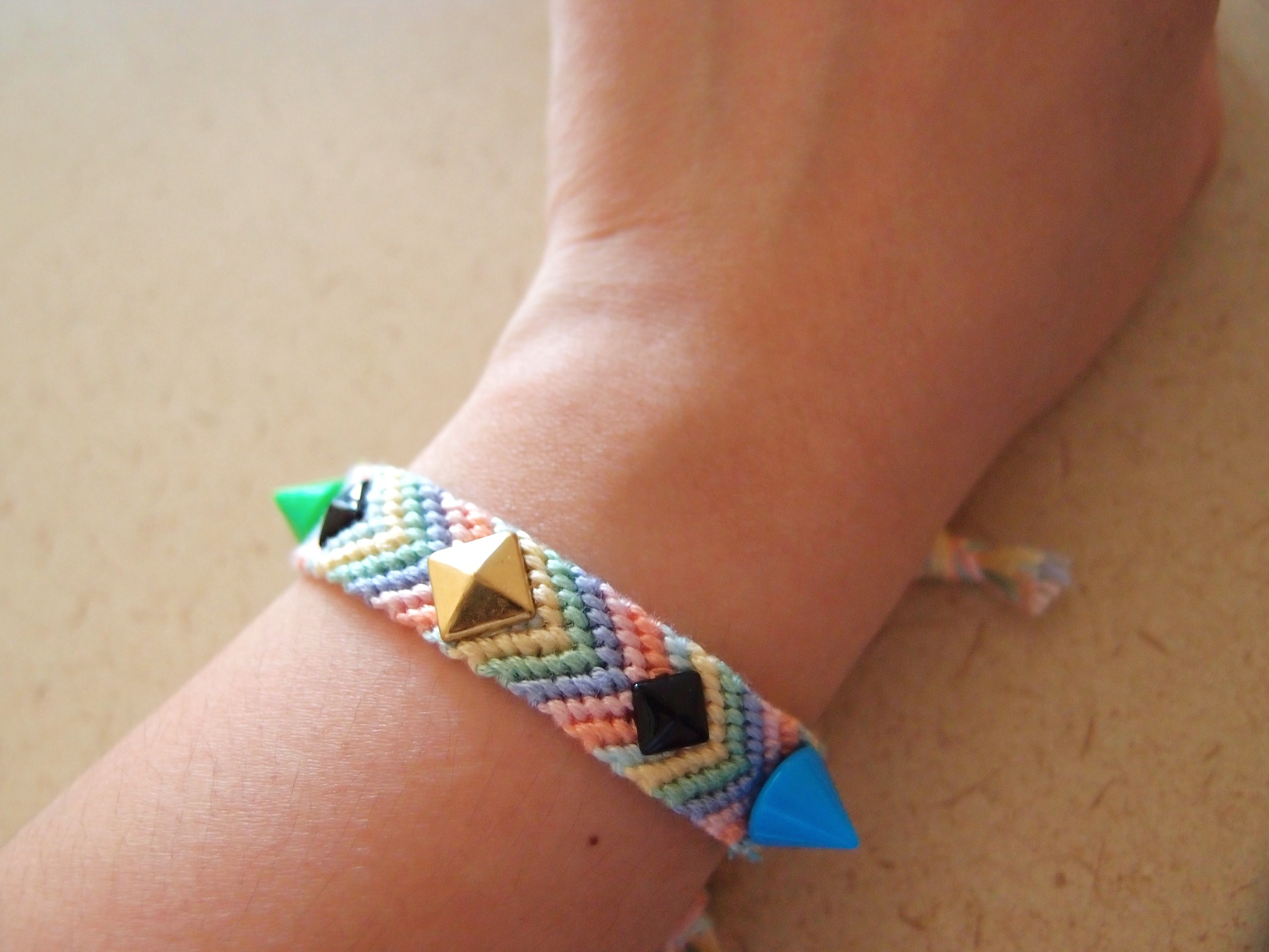 Spikes & Studs Pastel Friendship Bracelets || Pink Blue Green Yellow ...