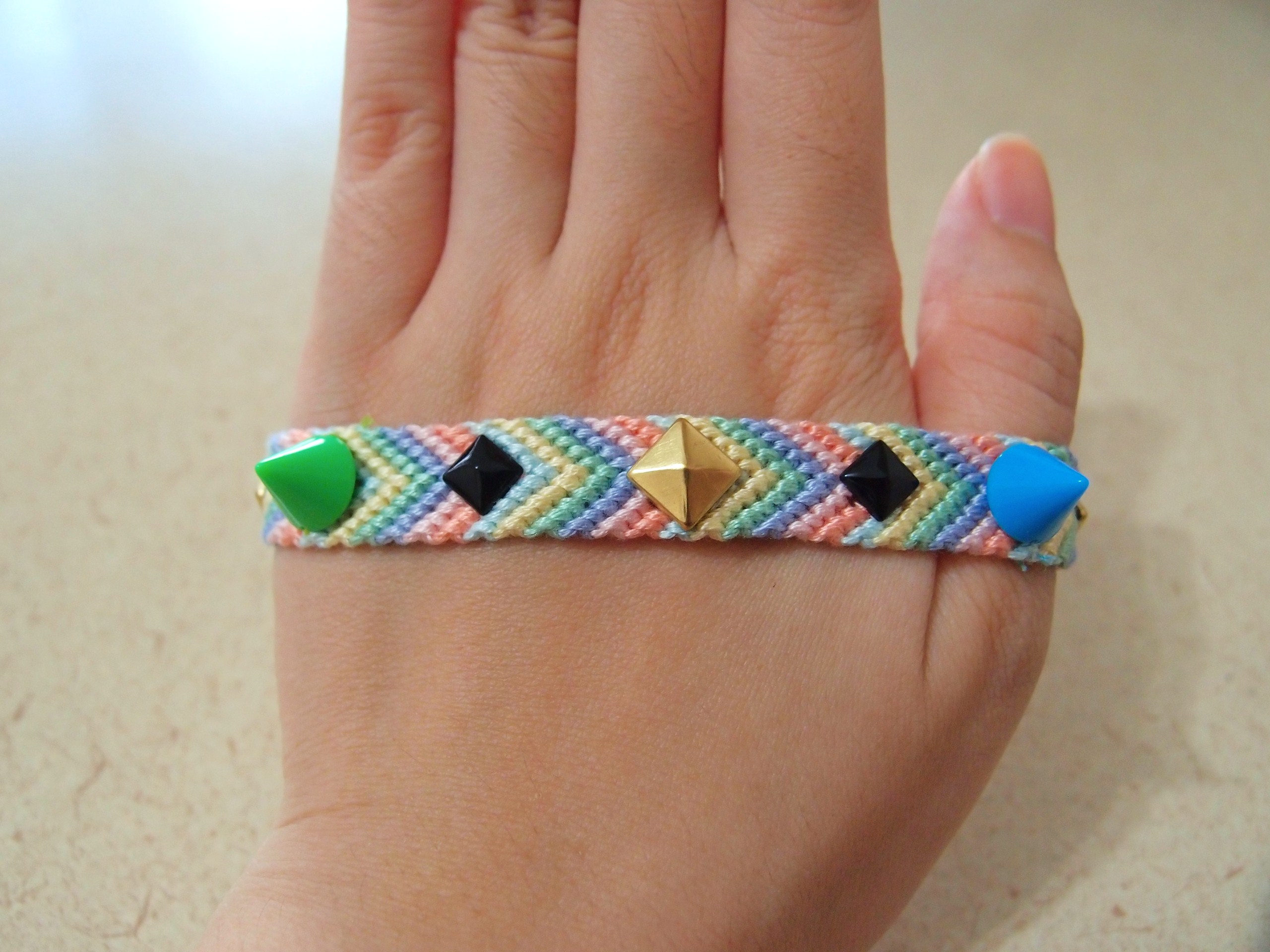 Spikes & Studs Pastel Friendship Bracelets || Pink Blue Green Yellow ...