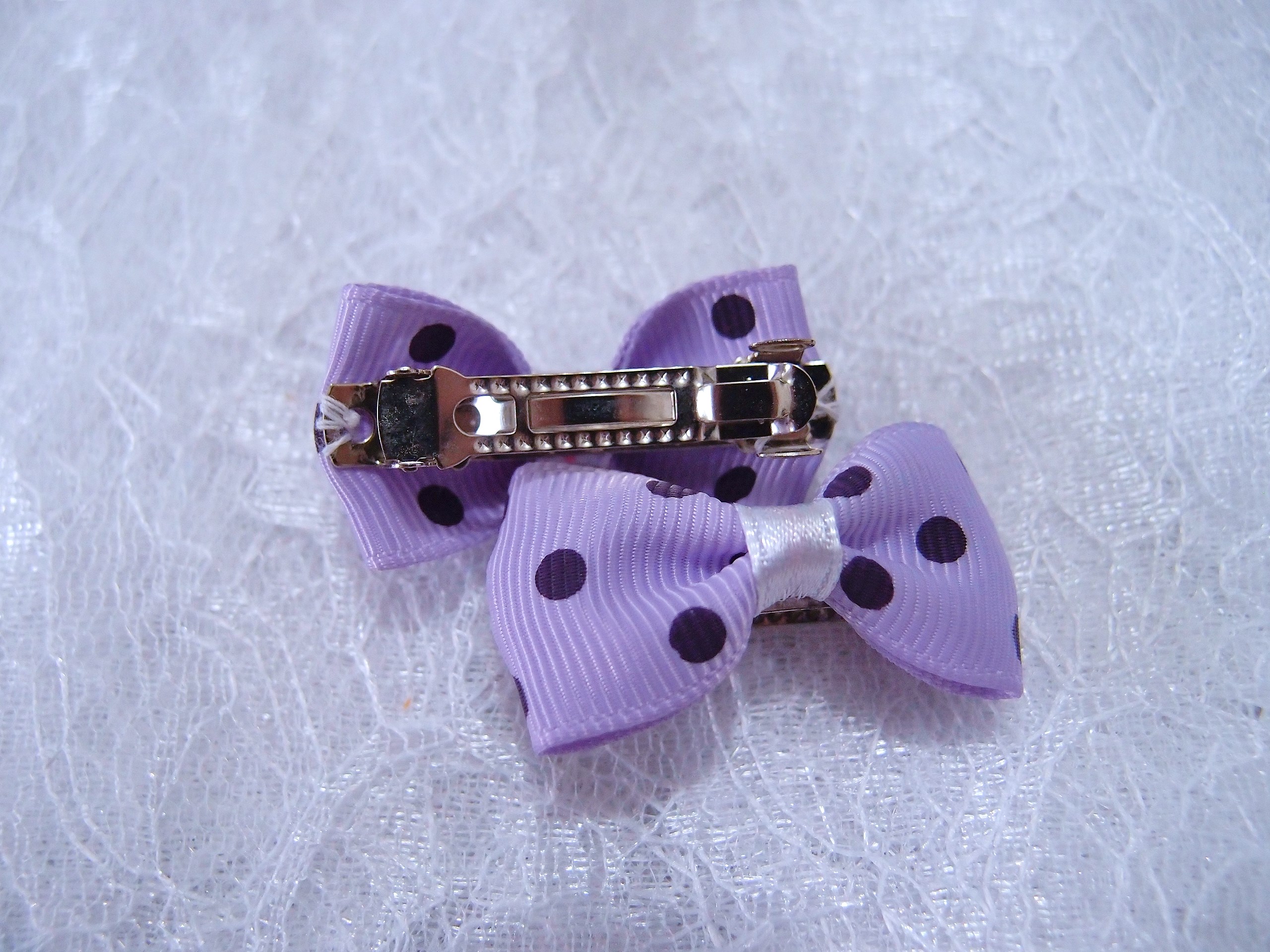 Mini Pastel Purple Polka Dots Bow Hair Pins ( 2 In A Set ) on Luulla